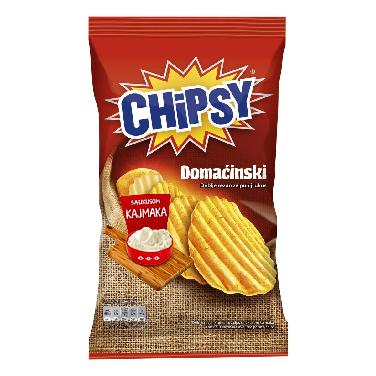 Marbo Chipsy Homely kajmak potato crisps | Domaćinski čips sa ukusom k