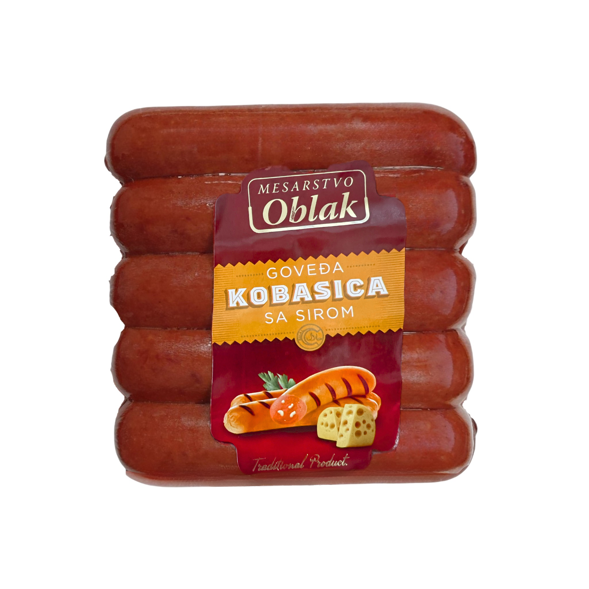 Oblak Beef sausage with cheese Halal | Goveđa kobasica sa sirom Halal ...